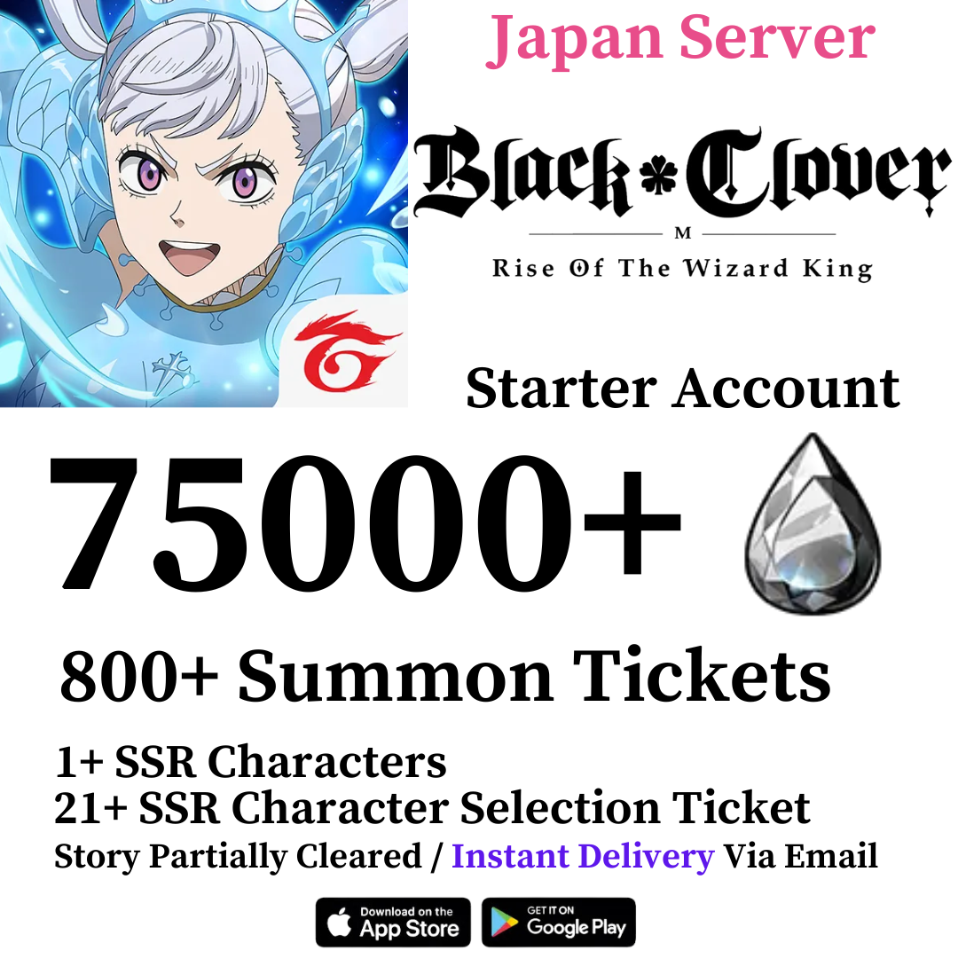 [Japan Server] 75000+ Crystals 800+ Summon Tickets | Black Clover M Ri ...